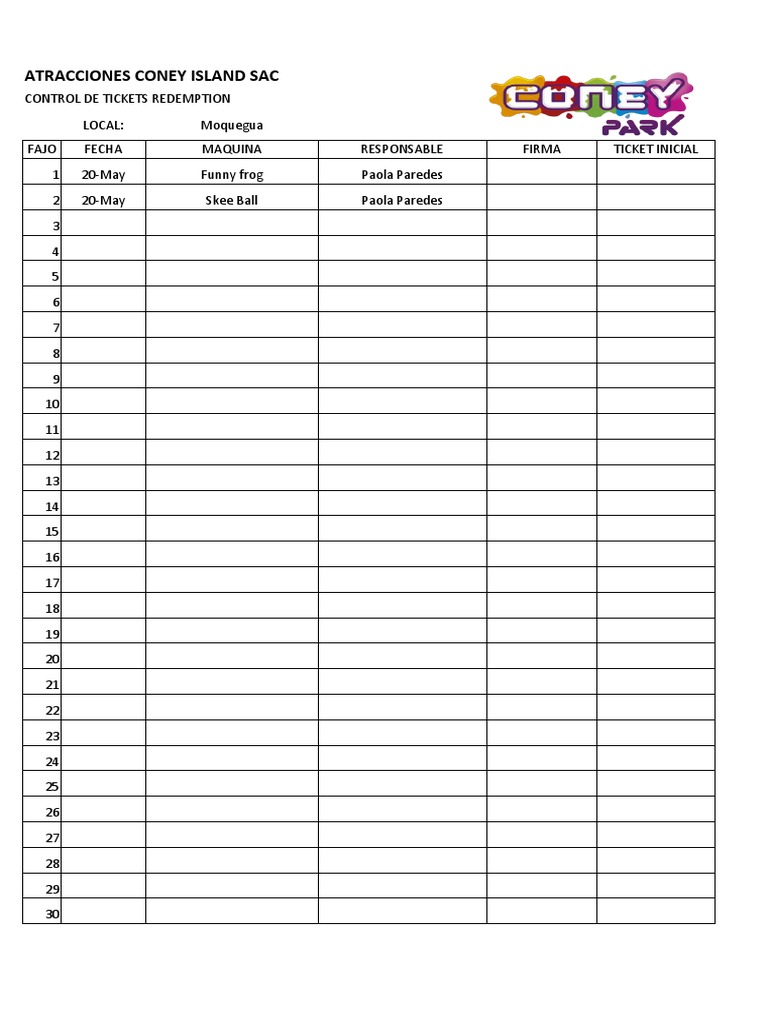 Formato CONTROL DE TICKETS | PDF