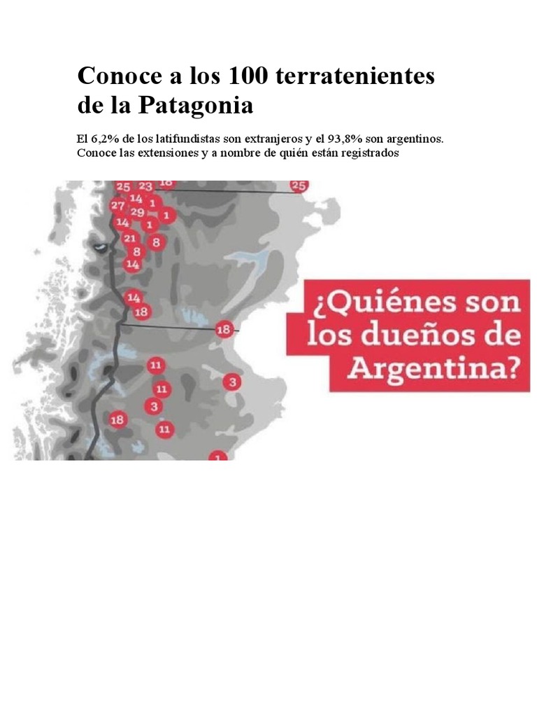 Conoce A Los 100 Terratenientes de La Patagonia | PDF | Argentina