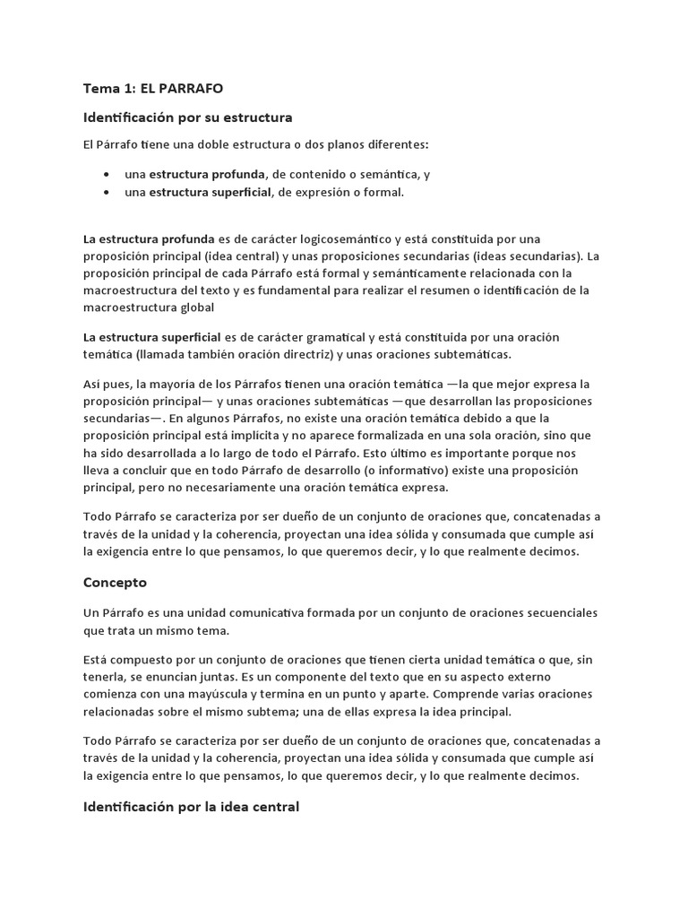 El Parrafo Lengua Española | Descargar gratis PDF | Oración ...