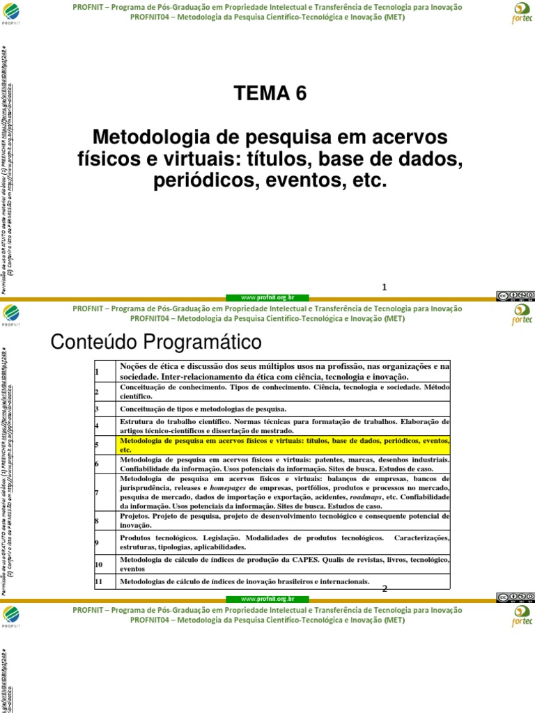 6 PROFNIT - MET - Tema 06 - Metodologia de Pesquisa em Acervos Físicos e Virtuais - Títulos ...