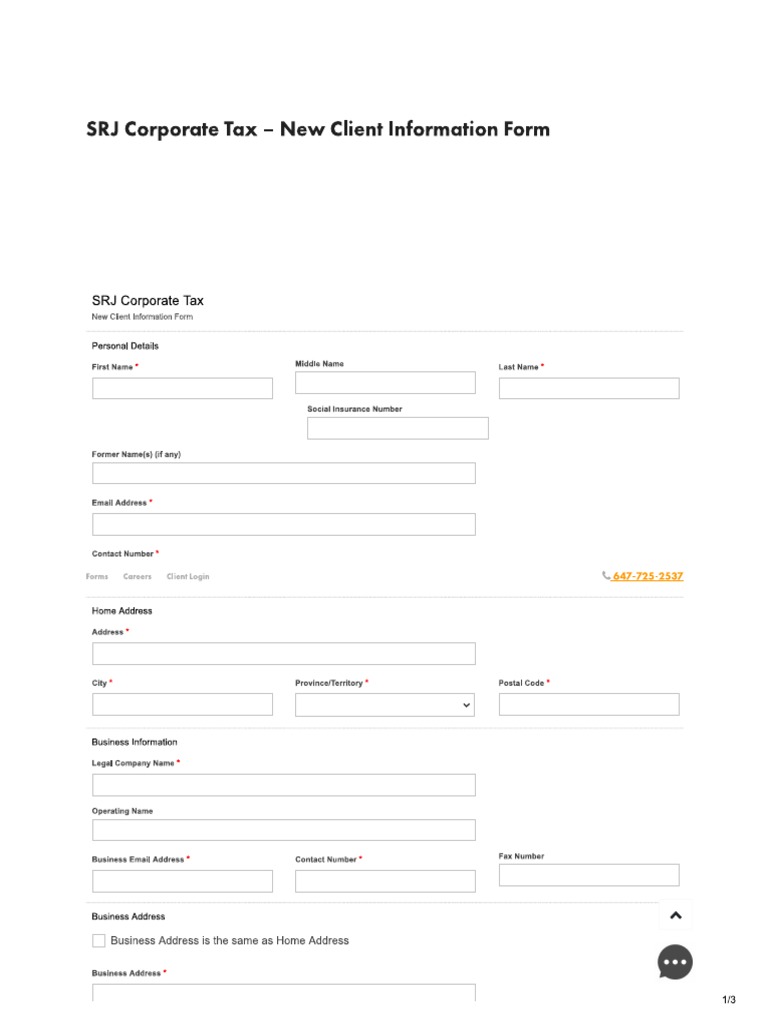 Corporate Tax - New Client Information Form | PDF