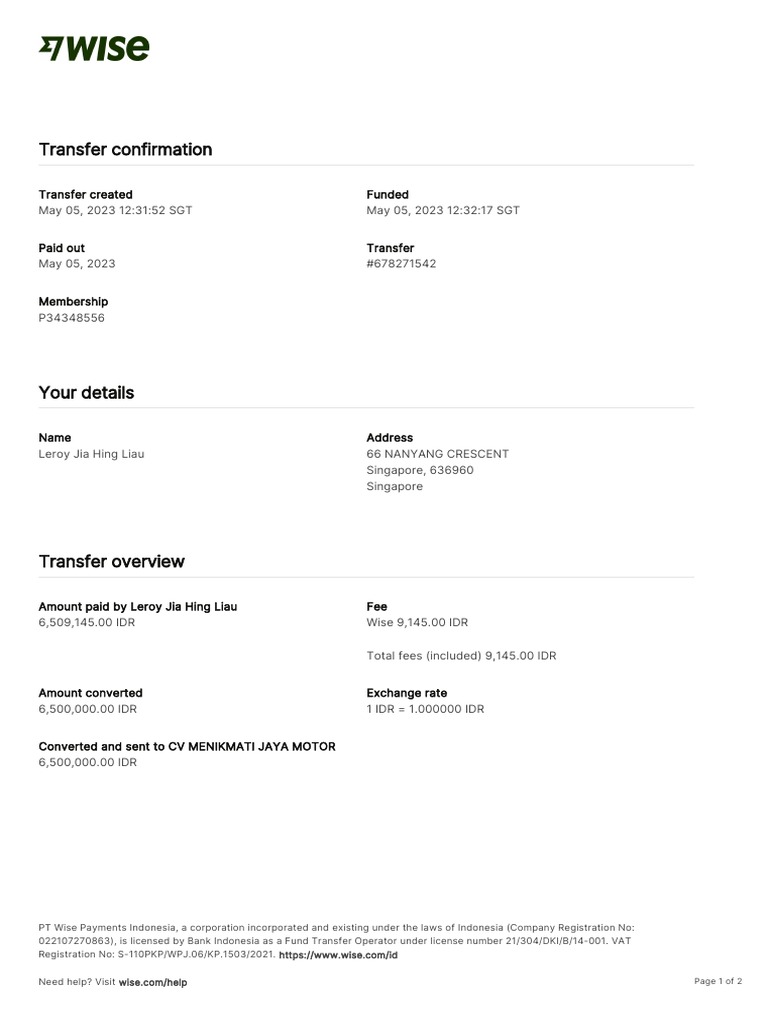 Transfer Receipt | PDF | Service Industries | Business