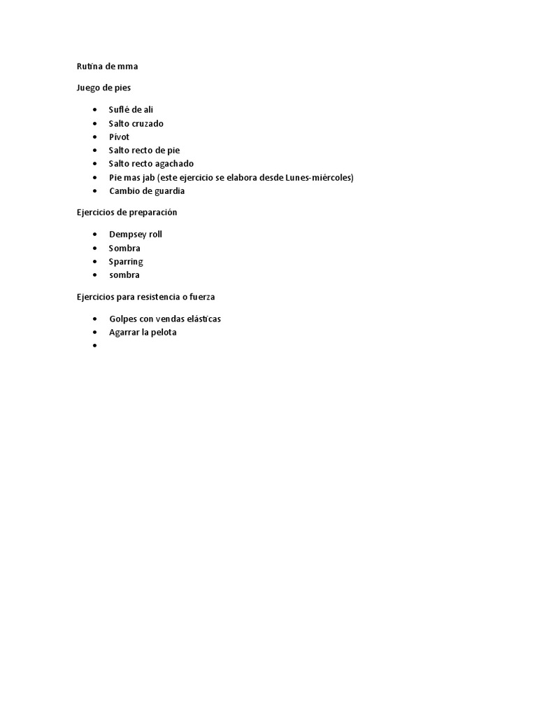Rutina de Mma | PDF