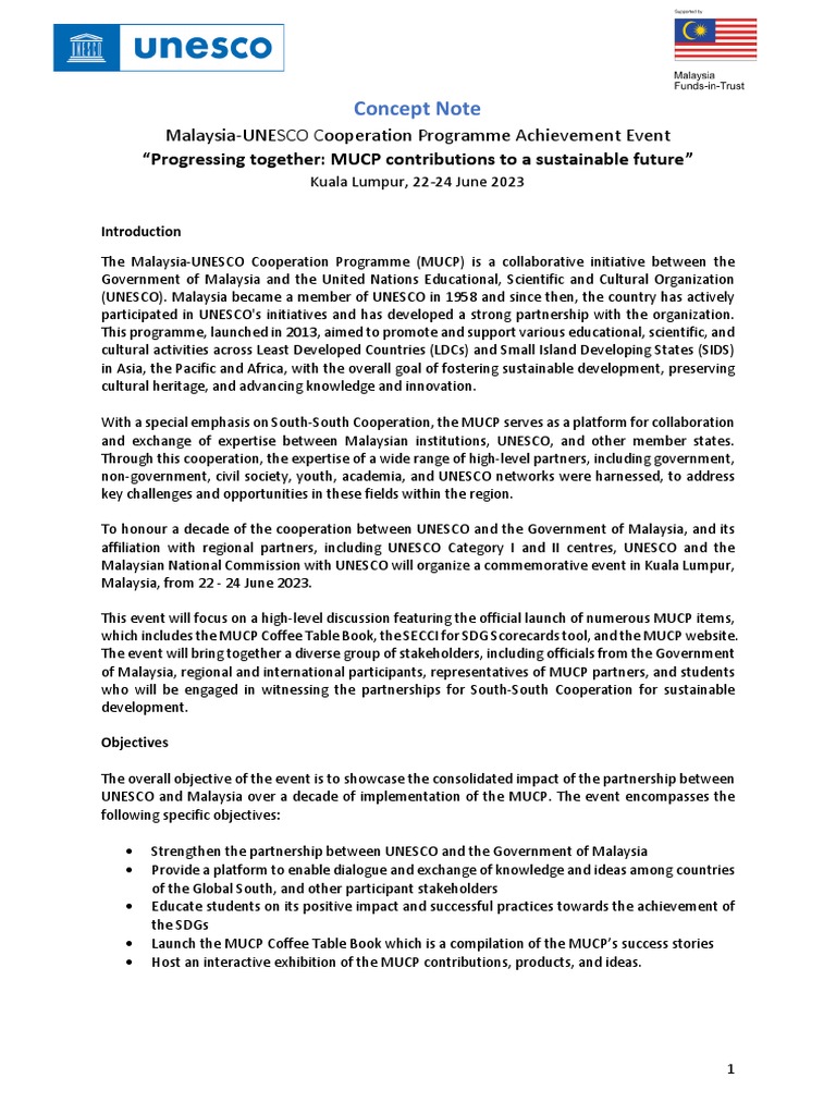 Concept Note and Agenda - MUCP Event 22-24 June 2023 | PDF | Unesco