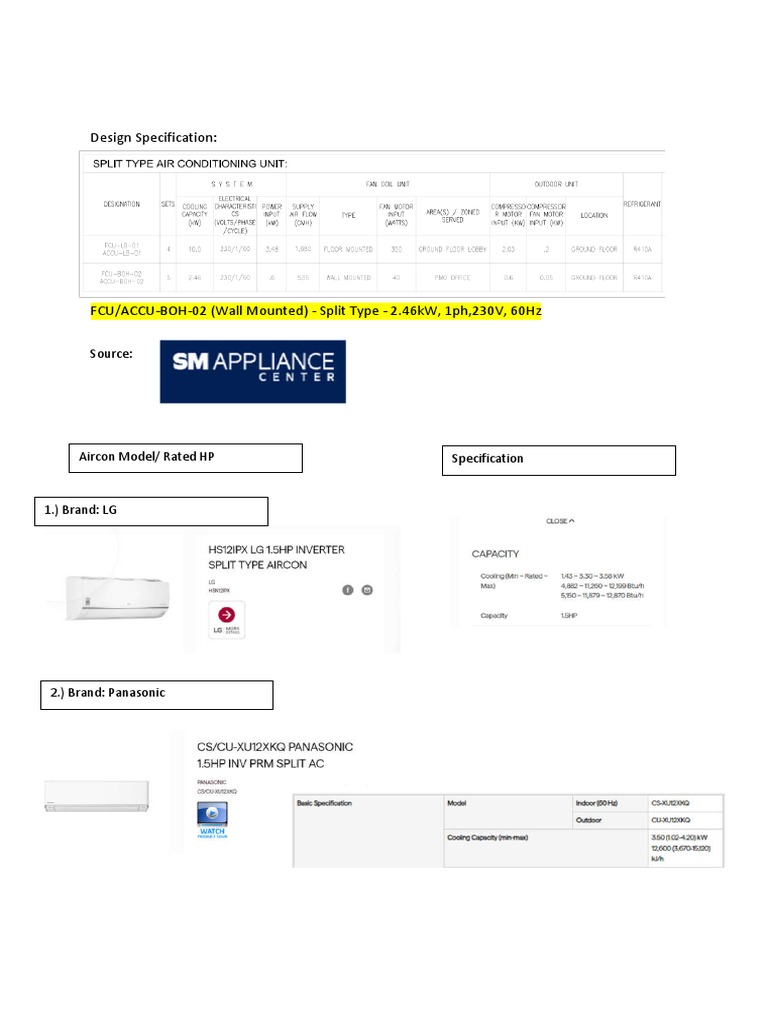 ACU & FCU Unit Purchasing Reference | PDF