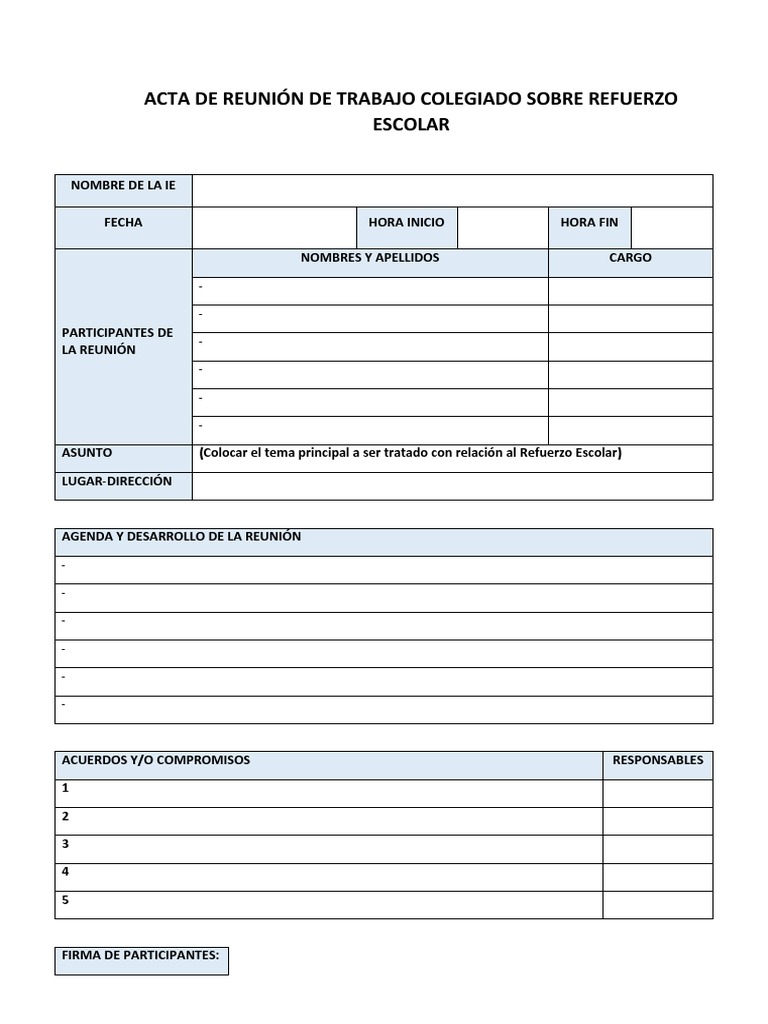 Acta de Reuniones de Trabajo Colegiado | PDF
