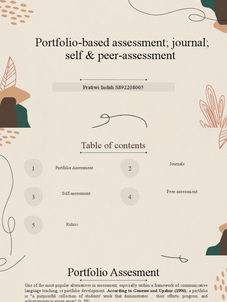 Portfolio-Based Assessment Journal Self & Peer-Assessment | PDF ...
