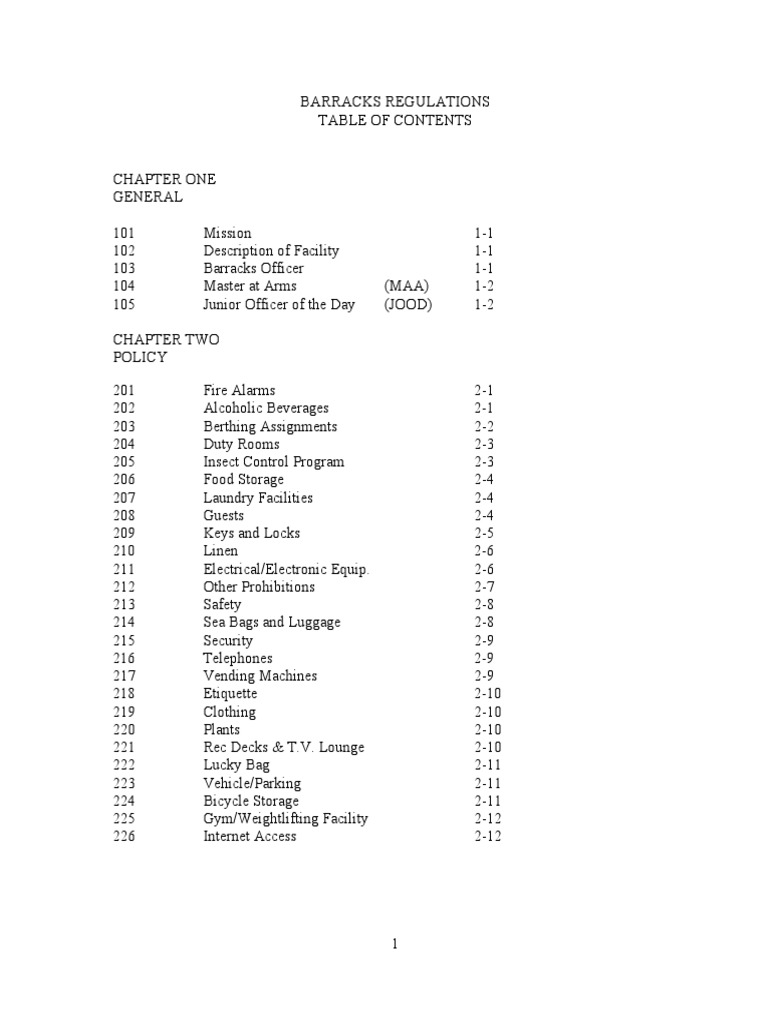 Barracks Regulations Guide | PDF | Laundry | Vehicles