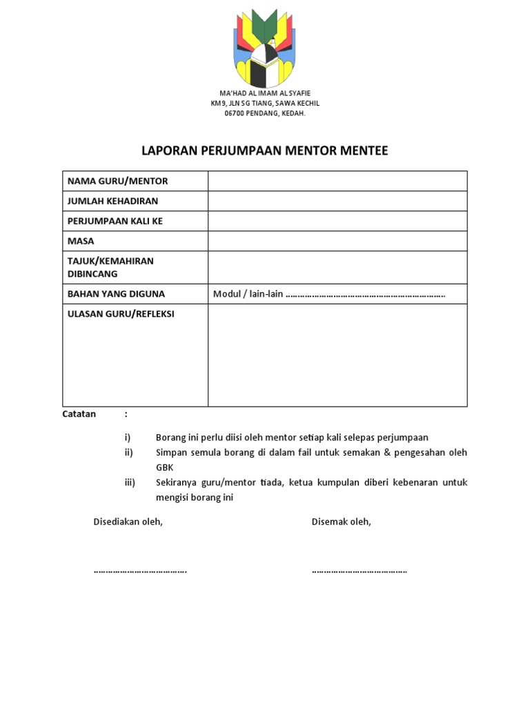 Laporan Perjumpaan Mentor Mentee | PDF