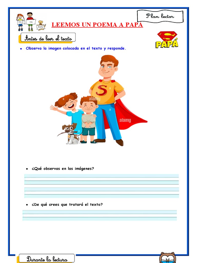 E5 Ficha D4 Plan Lector Leemos Un Poema A Papa Pdf