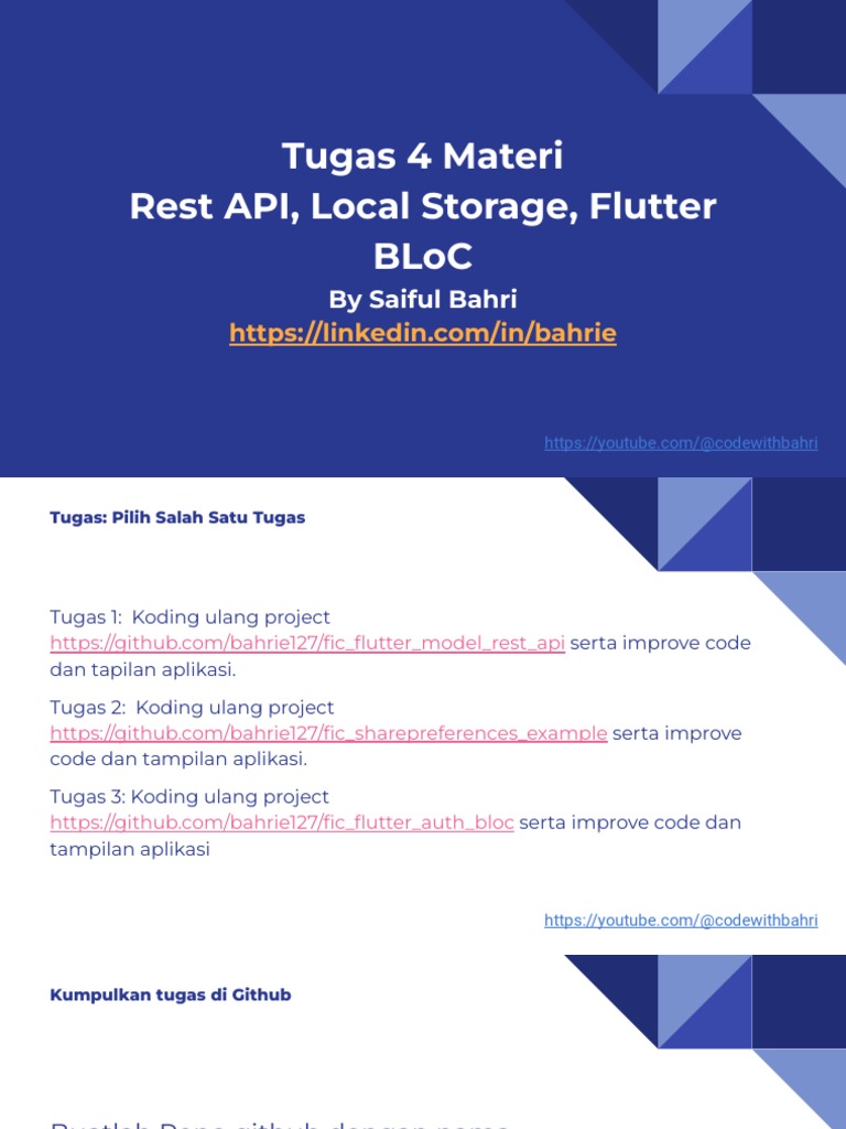 FIC - Tugas 4 API - Local Storage - Flutter BLoC | PDF