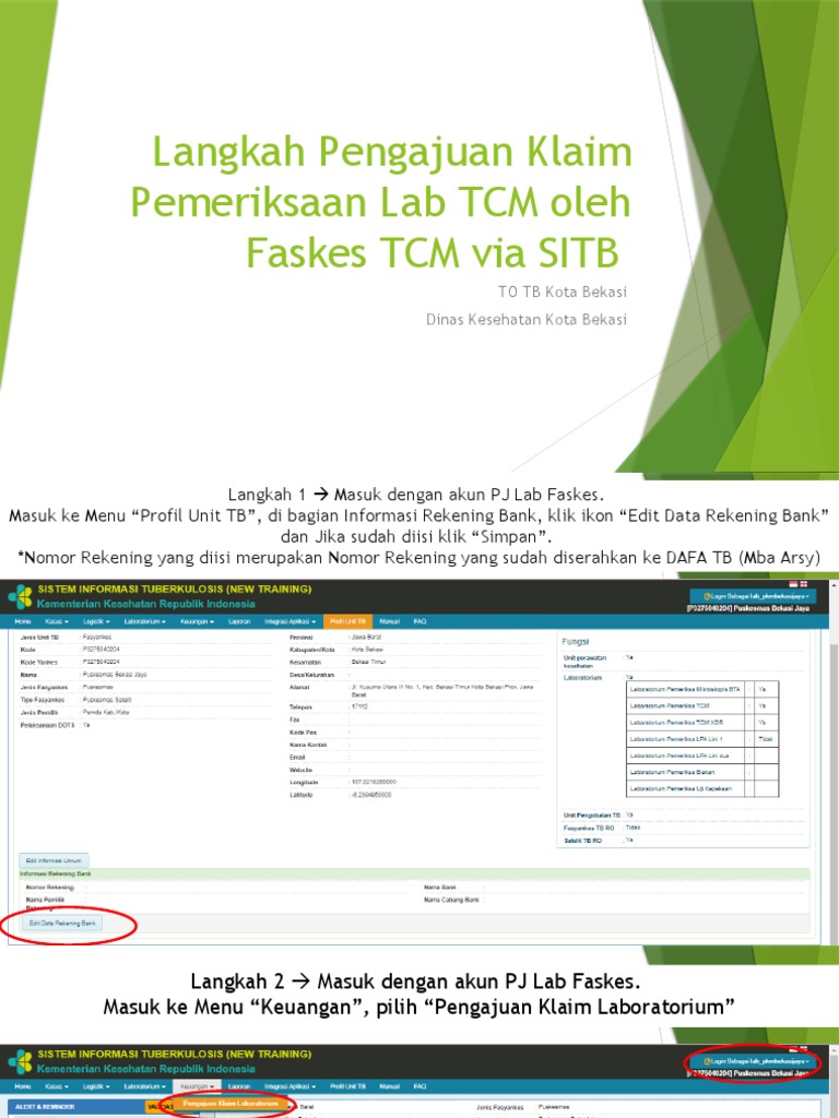 Langkah Pengajuan Klaim Pemeriksaan Lab TCM Oleh Faskes TCM | PDF