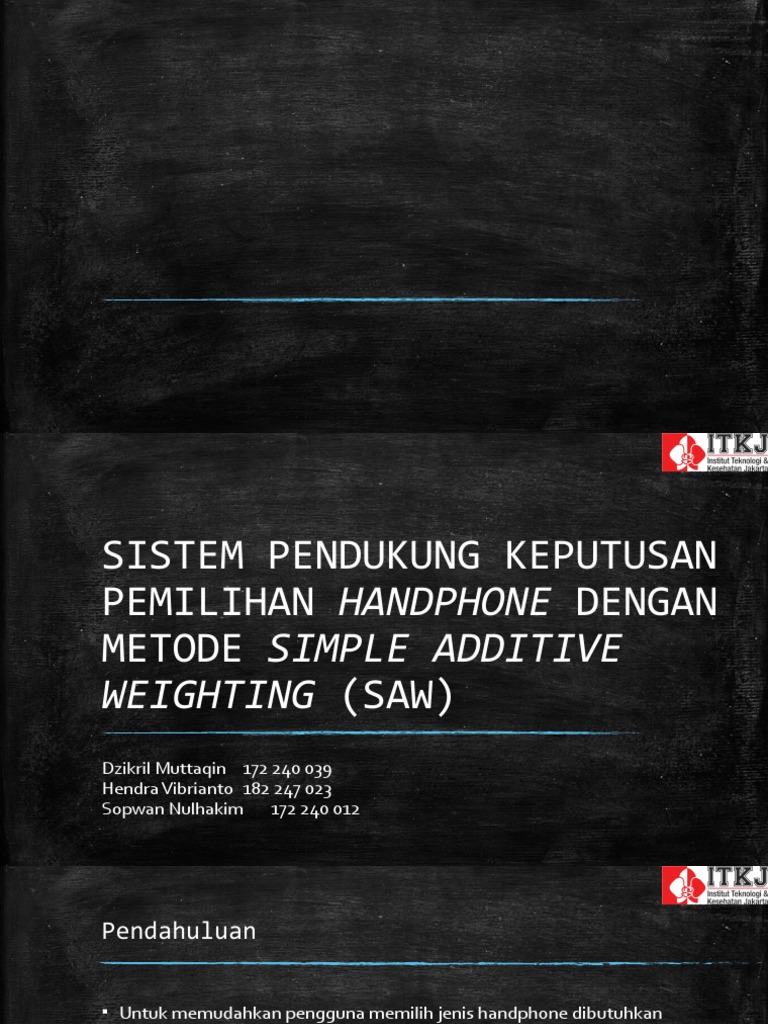 Sistem Pendukung Keputusan Pemilihan Handphone Dengan Metode Simple | PDF | Komputer
