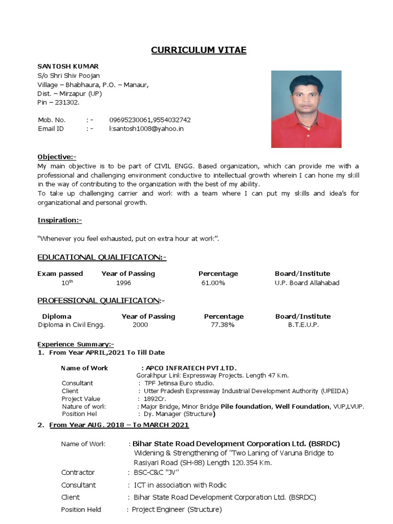 Curriculum Vitae | PDF | Civil Engineering | Transport
