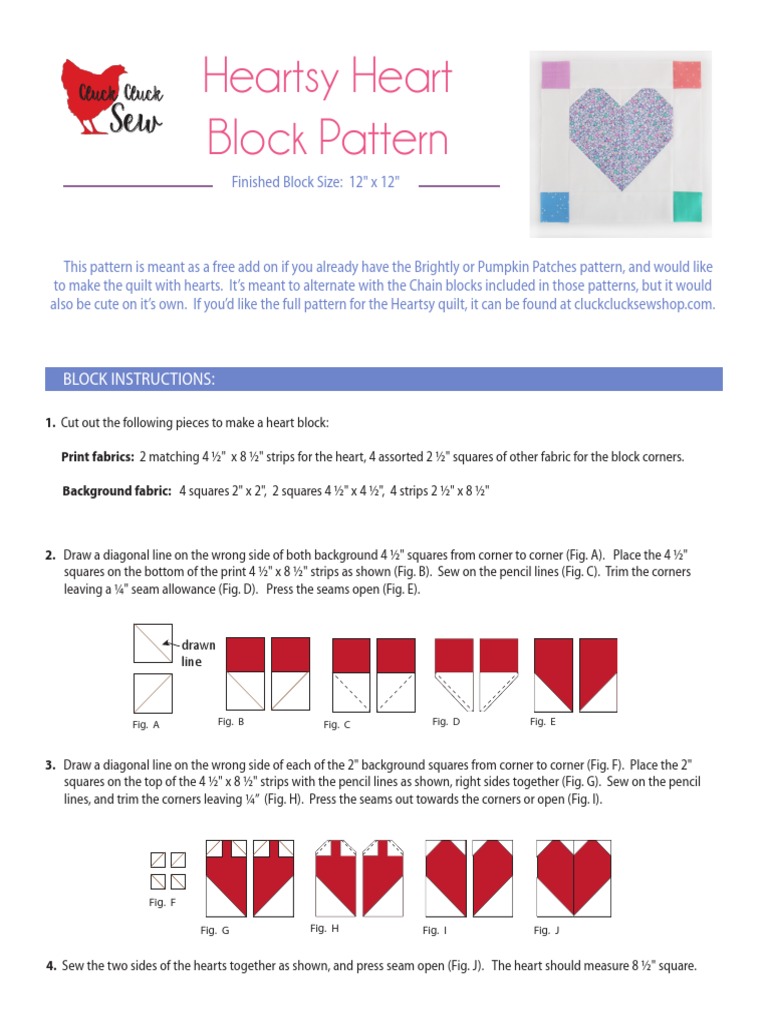Heartsy Block Pattern | PDF | Quilt | Sewing