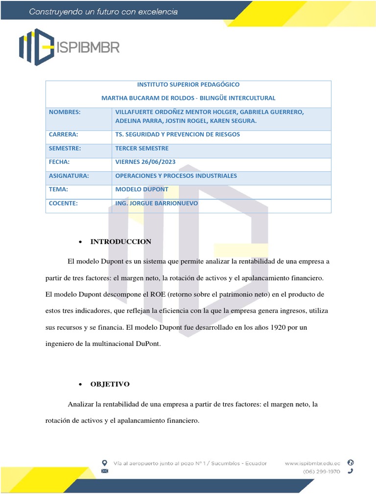 Modelo Dupont | PDF | Rentabilidad sobre recursos propios | Apalancamiento (Finanzas)