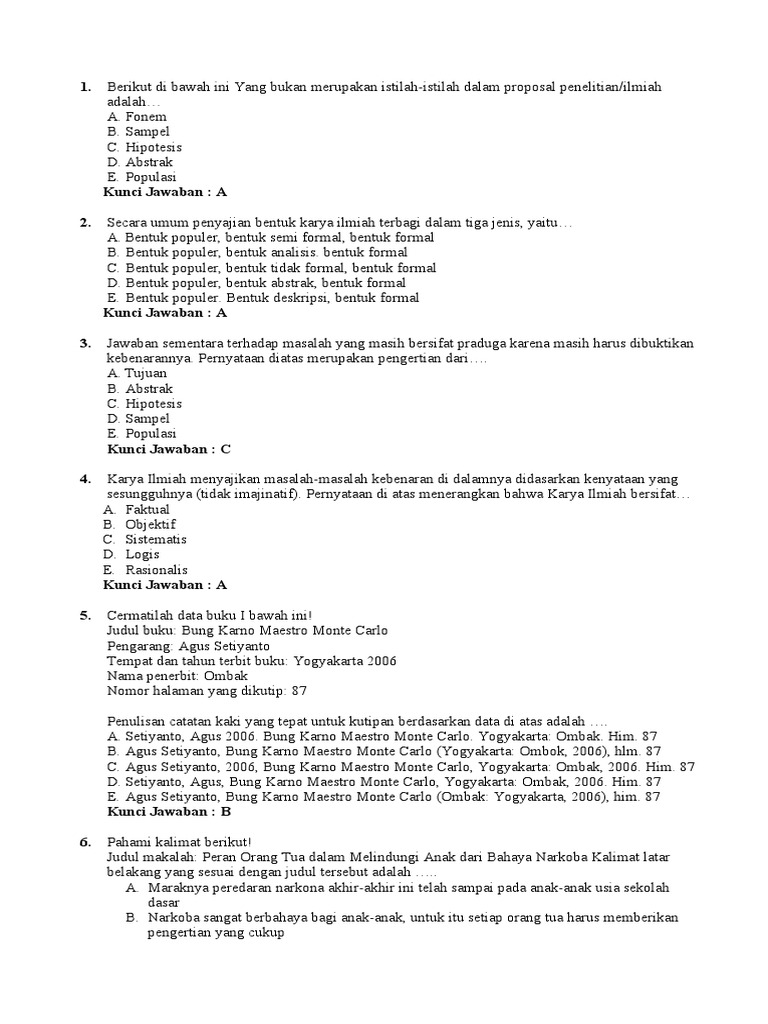 Soal Bahasa Indonesia | PDF | Seni & Disiplin Bahasa