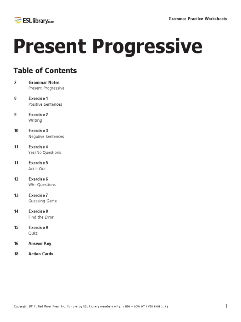88 Present-Progressive US | PDF | Plural | Grammatical Number