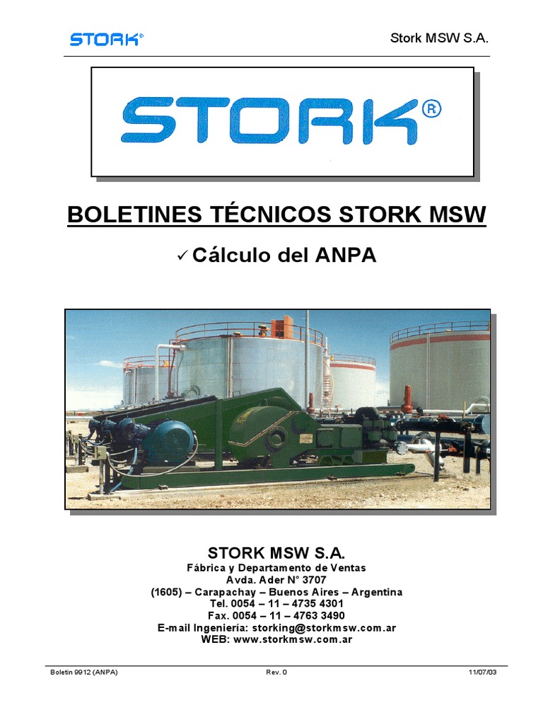 Cálculo ANPA en Bombas Alternativas Stork | PDF