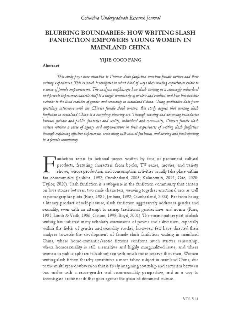 Fang (SF) - Blurring Boundaries - How Writing Slash Fanfiction Empowers Young Women in Mainland ...