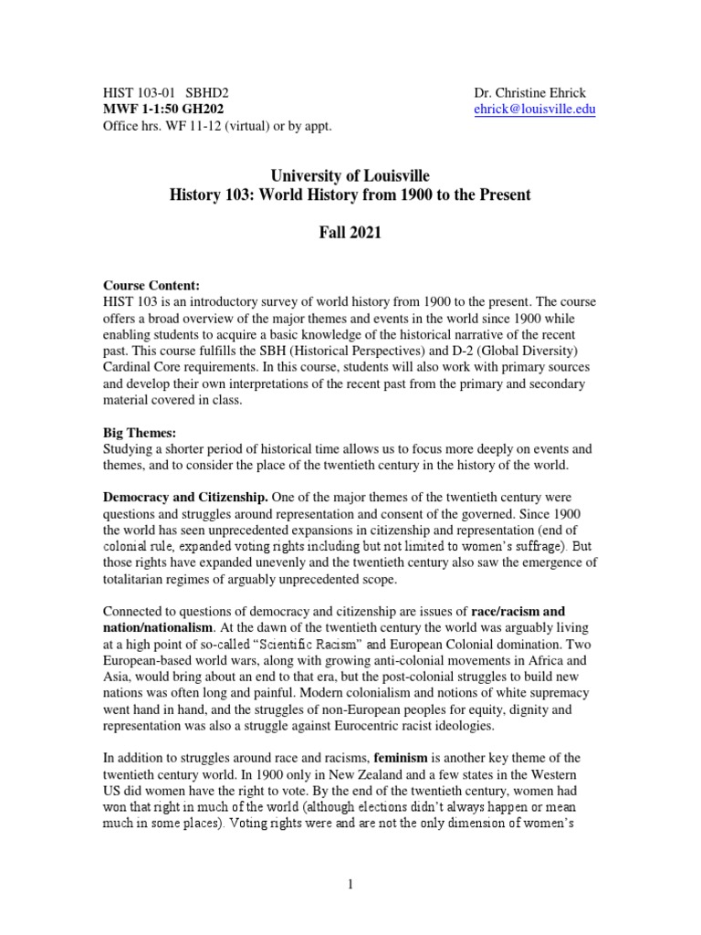World History 1900-Present Overview | PDF | Plagiarism | Critical Thinking