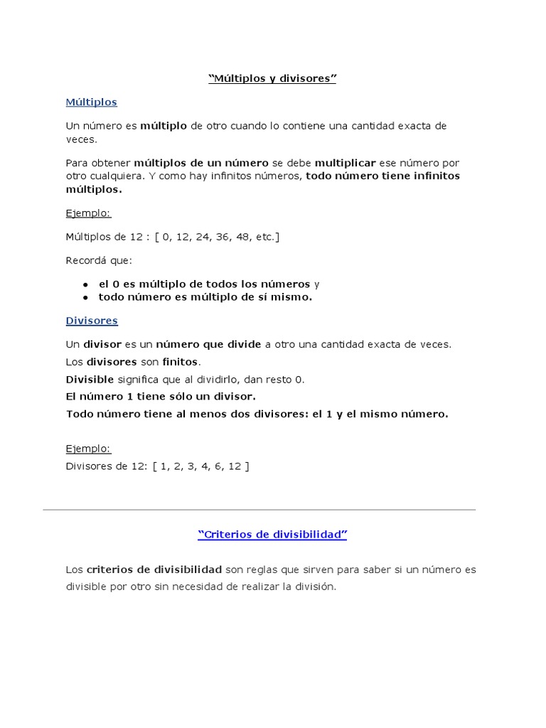Múltiplos y Divisores - Números Primos, Compuestos | PDF ...