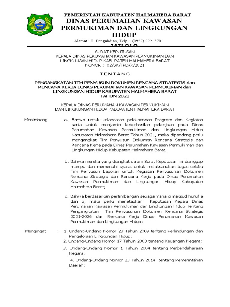 SK Tim Penyusun Renstra | PDF