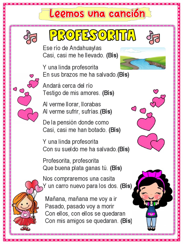 Ficha Leemos La Canción Profesorita | PDF