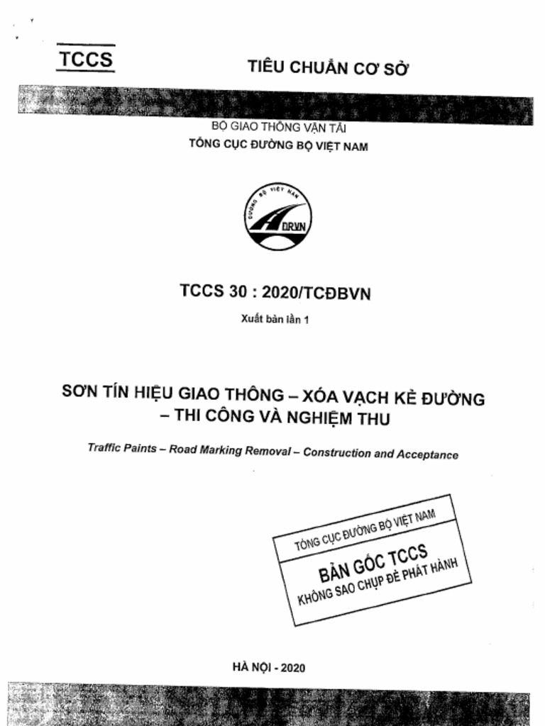 TCCS 30 2020 Son Tin Hieu Giao Thong Xoa Vach Ke Duong TCNT SC S | PDF