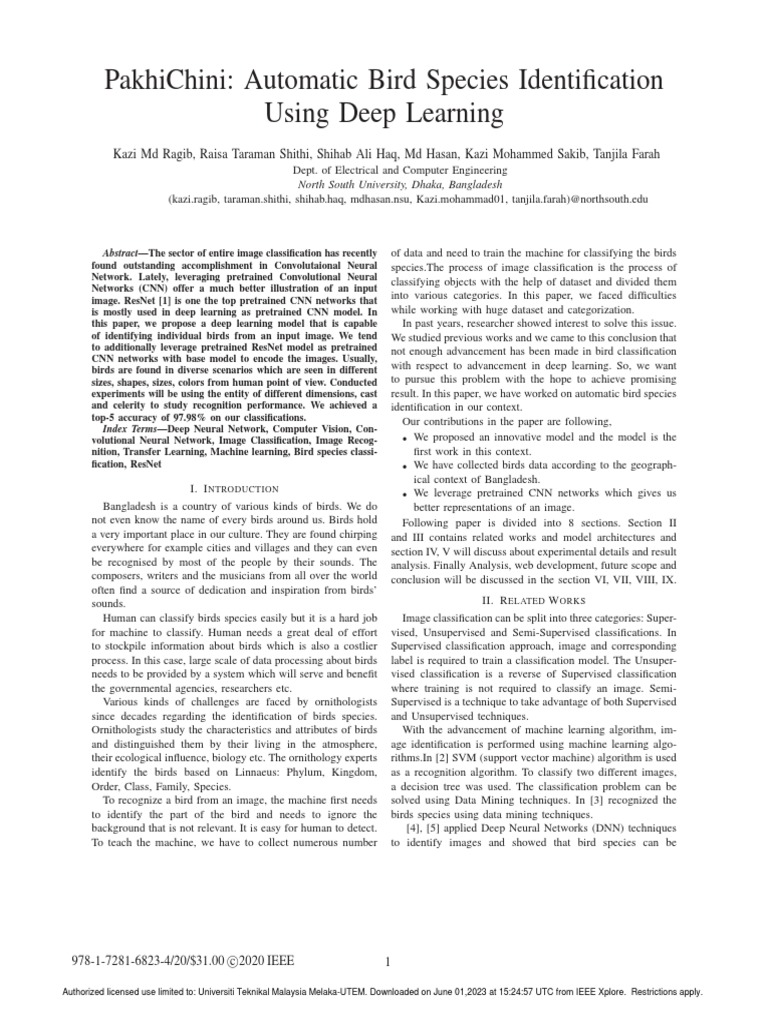 PakhiChini - Automatic Bird Species Identification Using Deep Learning ...