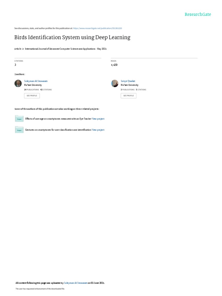 Paper 34-Birds Identification System Using Deep Learning | PDF ...