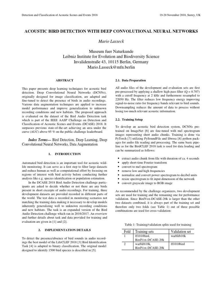 DCASE2018Workshop Lasseck 134 | PDF | Deep Learning | Receiver Operating Characteristic