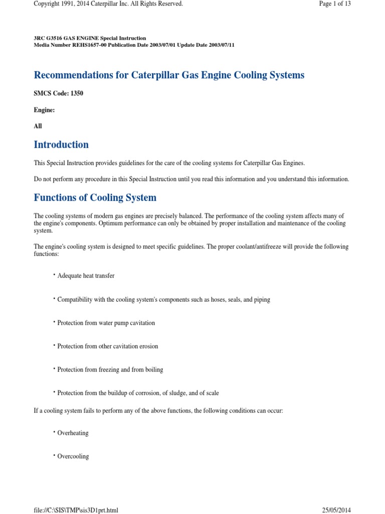 Cooling System Recom Gas Engine | PDF | Chemical Substances ...