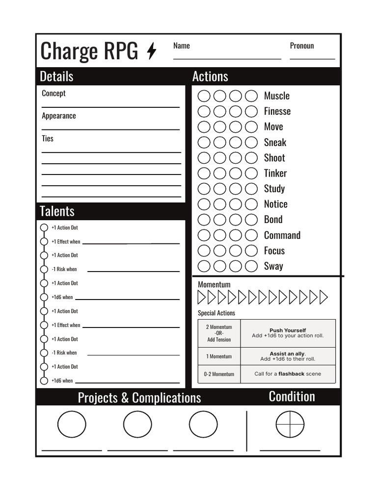 Charge Character Sheet | PDF