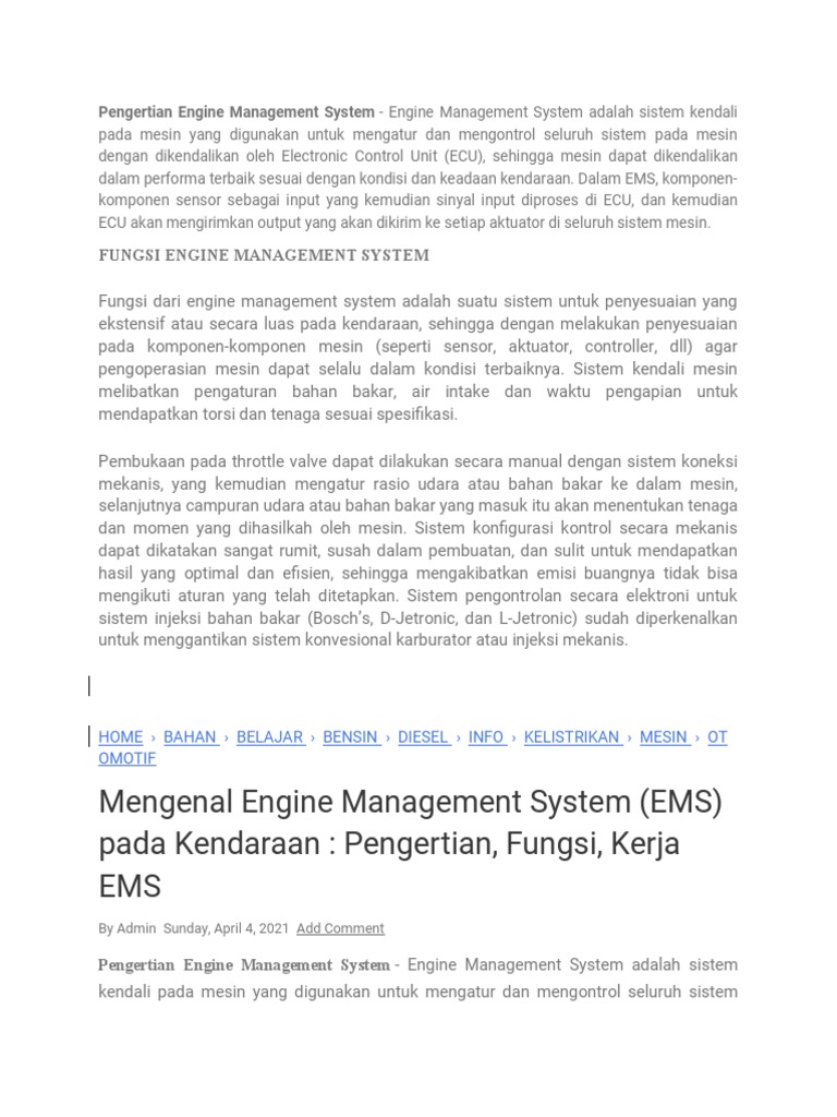 Pengertian Engine Management System upload | PDF