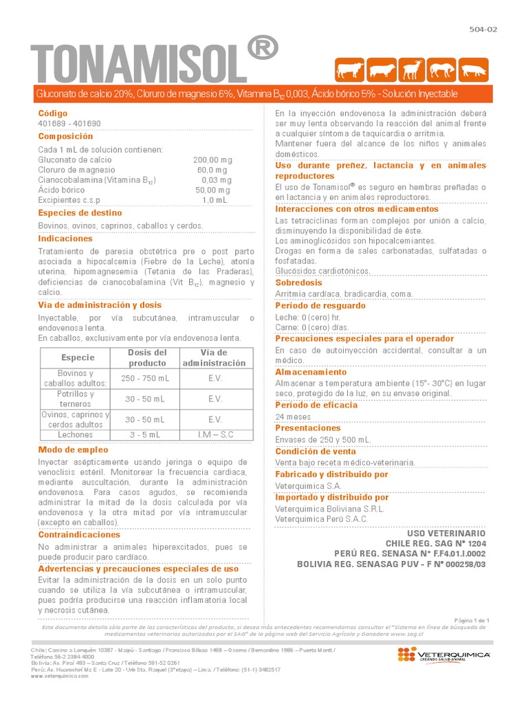 ET Tonamisol Iny. 504 02 | PDF | Vitamina B12 | Inyección (medicina)