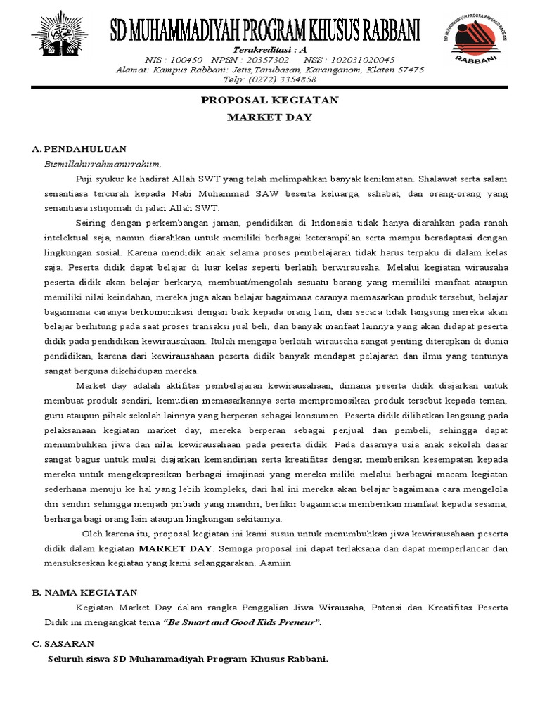 Proposal Kegiatan Market Day | PDF