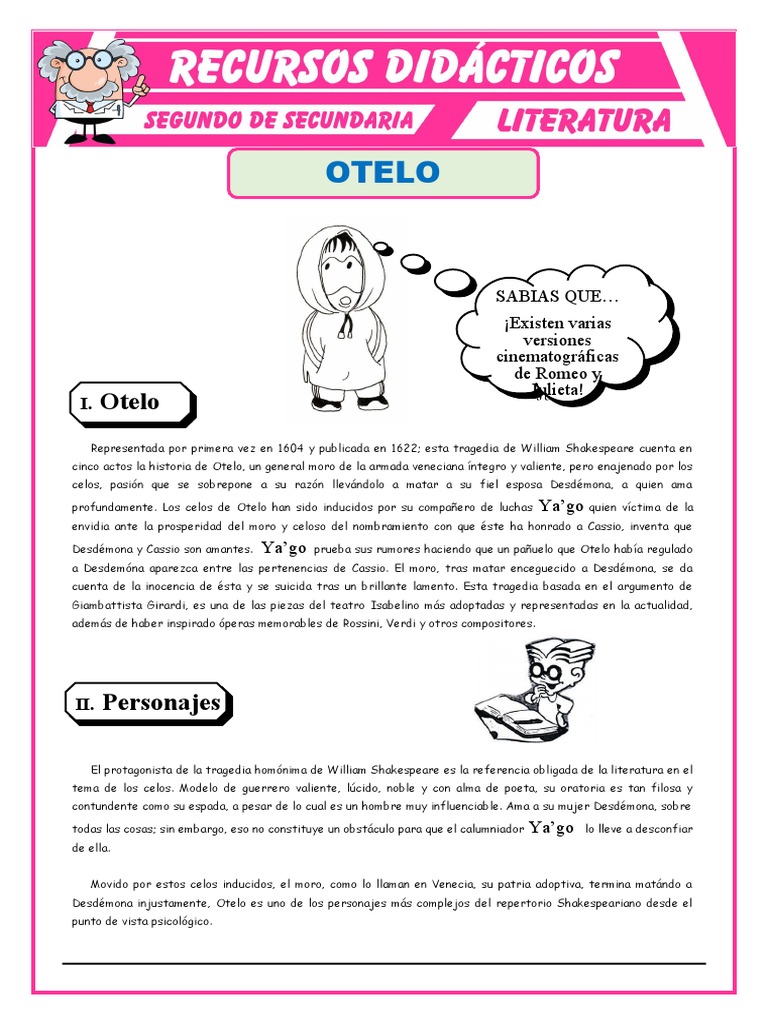 Otelo para Segundo de Secundaria | PDF | OTELO | Tragedias de Shakespeare