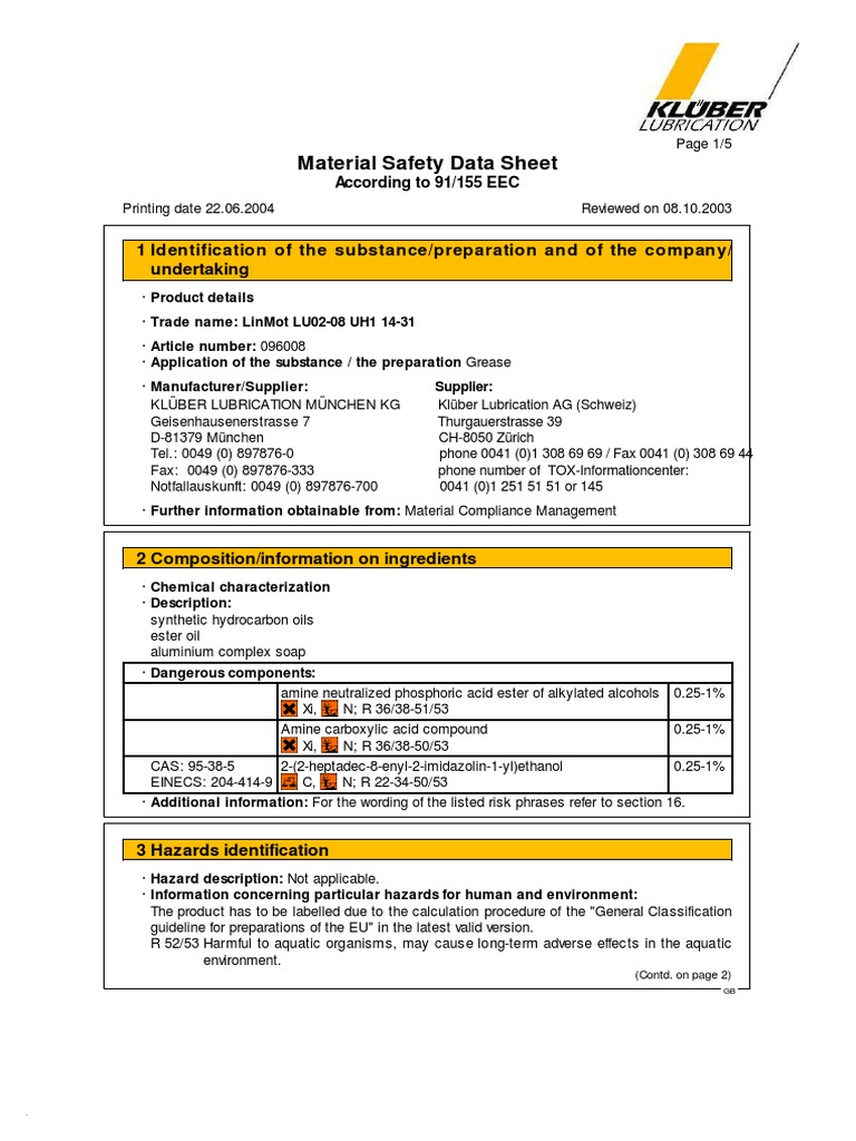 Safety-Data-Sheet - LU02 - UH1-14-31 | PDF | Waste | Firefighting
