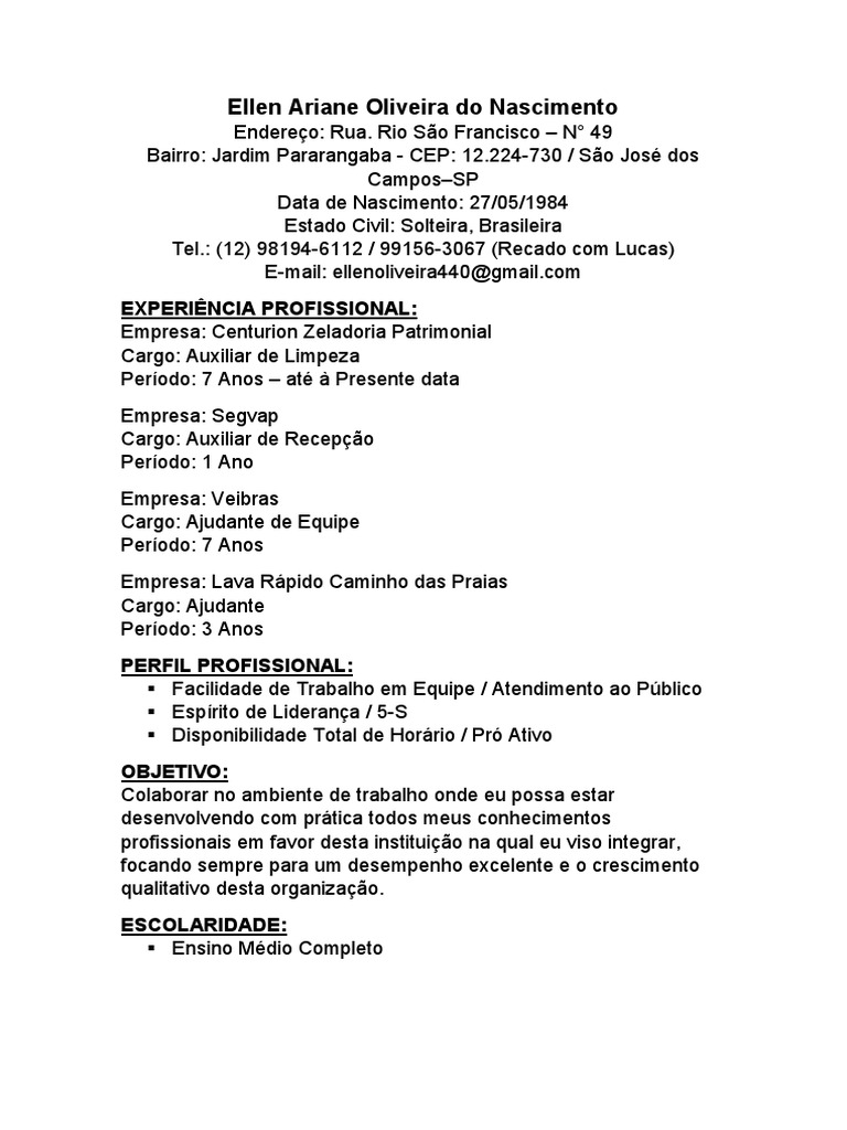 Currículo Ellen | PDF