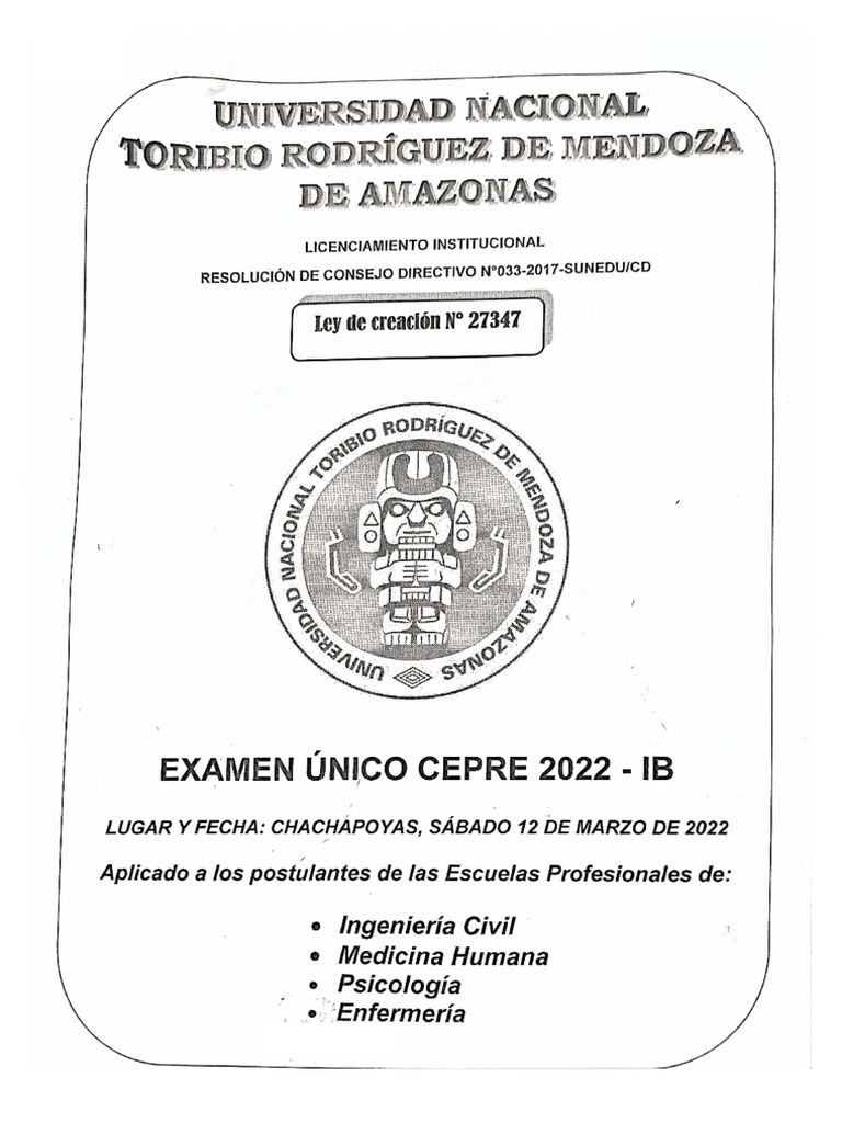 Exa Untrm Cepre 2022 II B | PDF