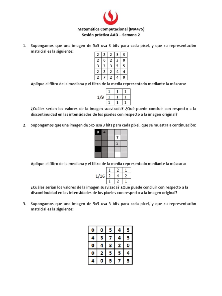 MA475 - Sesión Práctica AAD S02 | PDF | Procesamiento de imágenes | Visión por computador