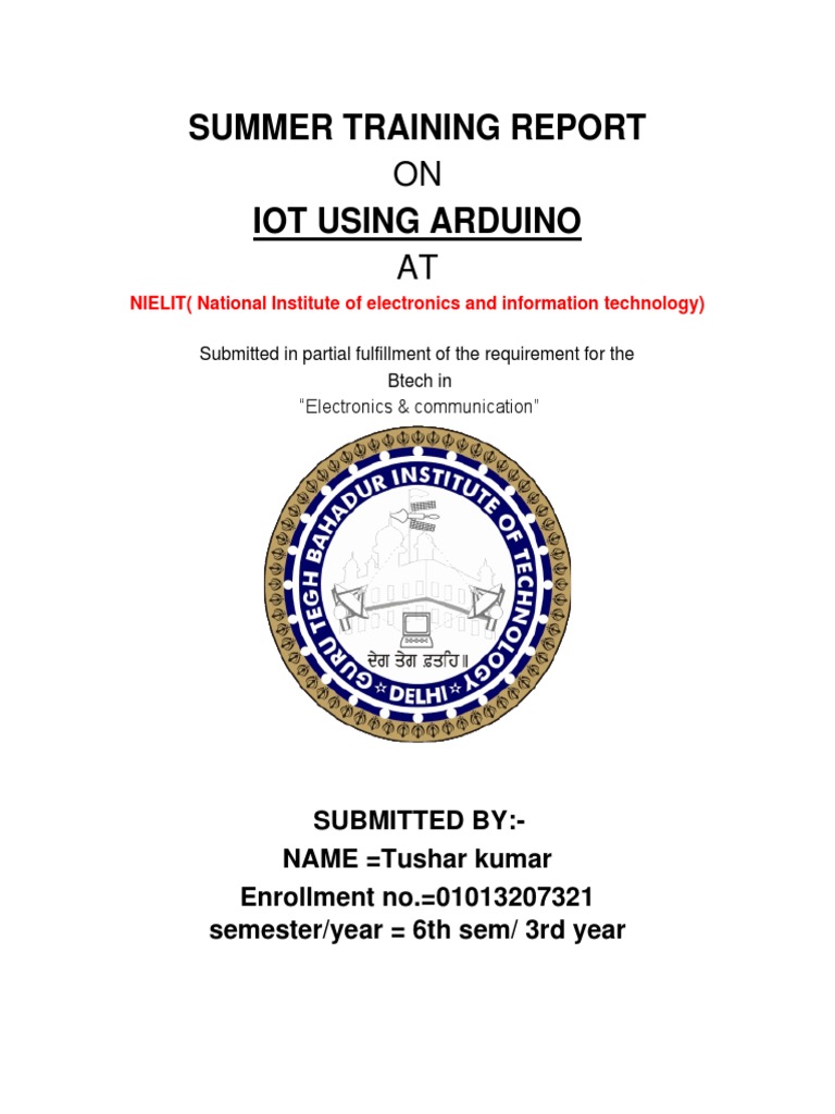 Iot Using Arduino Report Tushar Pdf Internet Of Things Computer