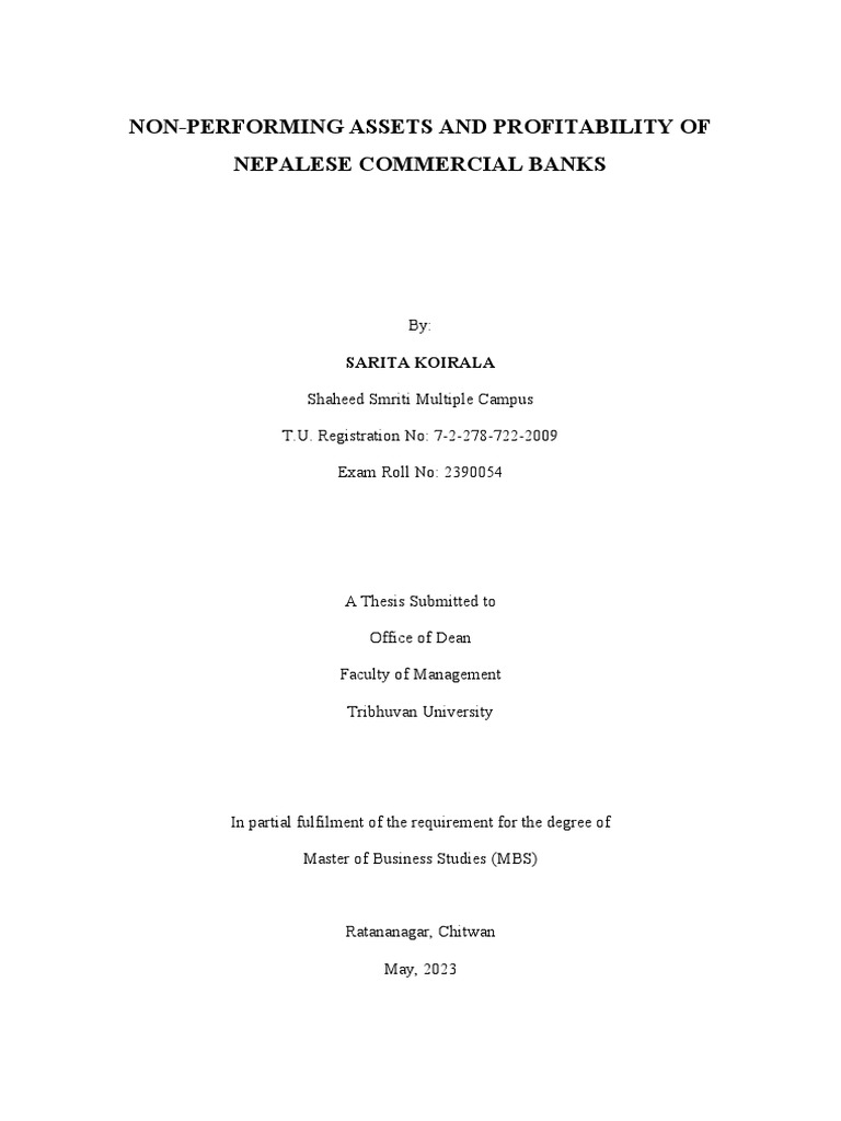 Thesis Cover Page Final | PDF | Thesis | Banks