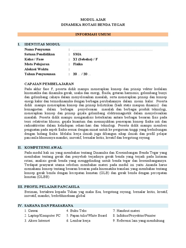 Modul Fisika F11 - Dinamika Rotasi | PDF