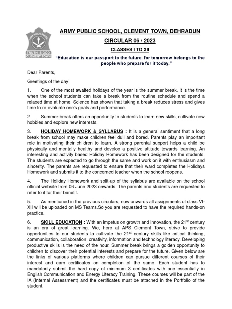 Circular Summer Break 2023-2024 | PDF | Literacy | Climate Change