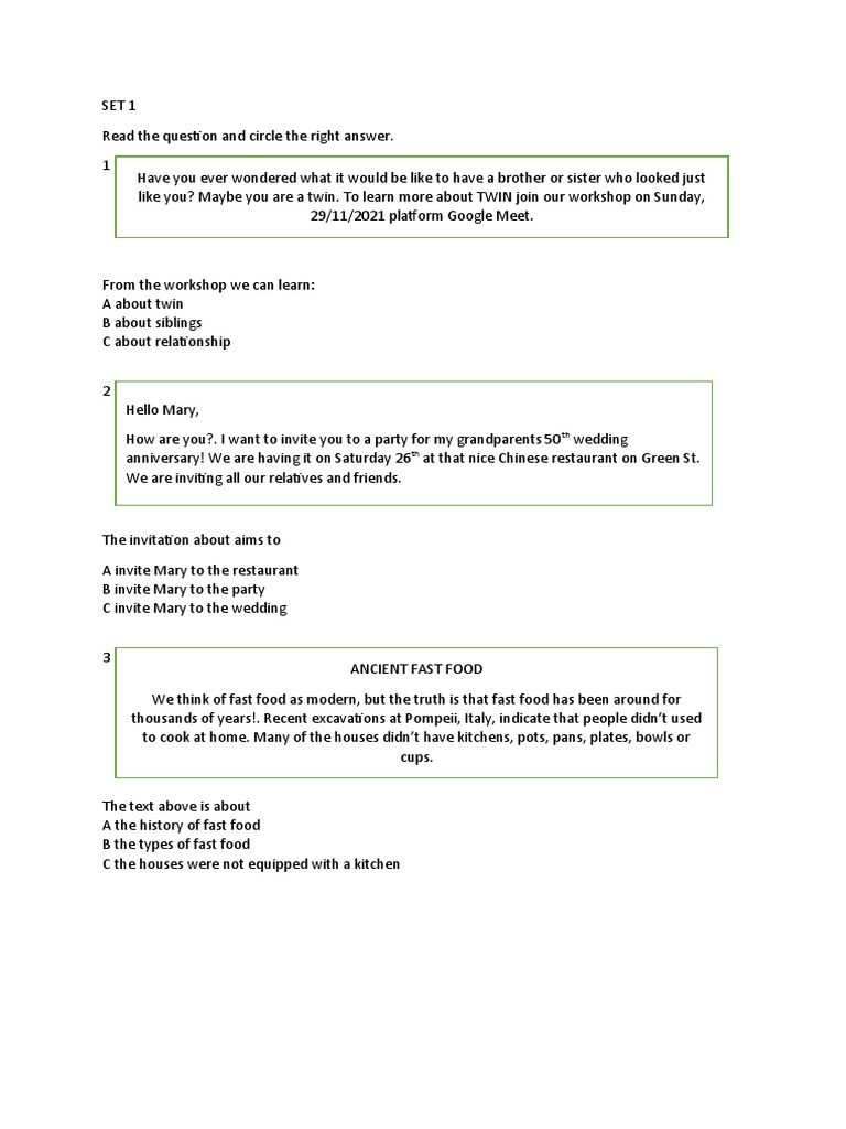 Collection of Questions For Part 1 Uasa SK English | PDF | Teachers ...