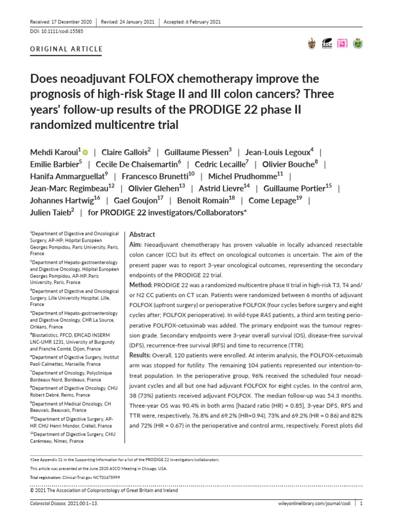 Does Neoadjuvant Folfox Chemotherapy Improve The Prognosis Of High Risk