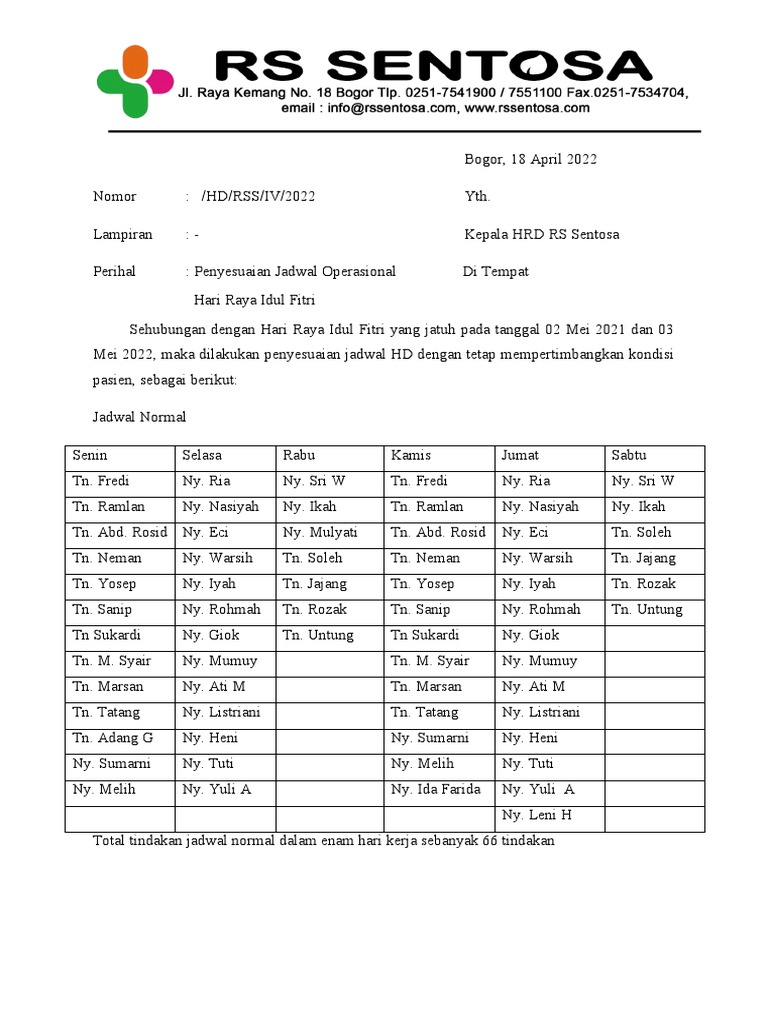 Surat Permohonan Perubahan Jadwal HD | PDF