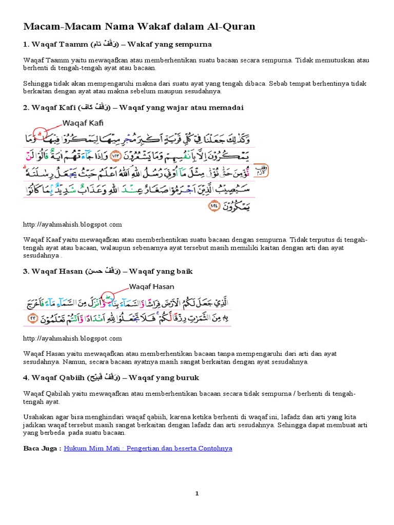 Macam2 Waqaf Dan Contohnya | PDF